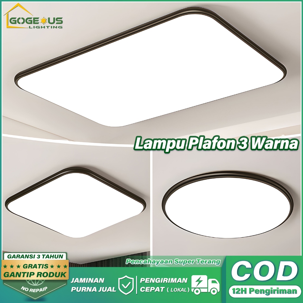 Jual Lampu Plafon Minimalis Modern 90cm Besar 3 Warna Penyesuaian 48W ...