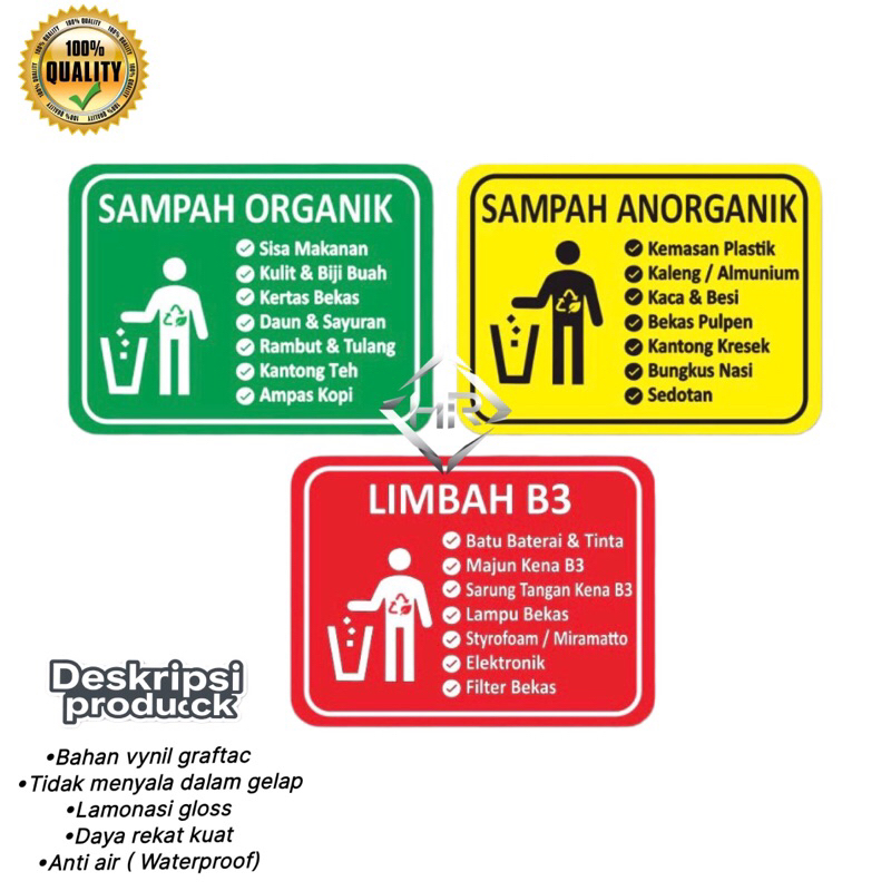 Jual Sticker /Label untuk tong sampah organik- non organik - Limbah B3 ...