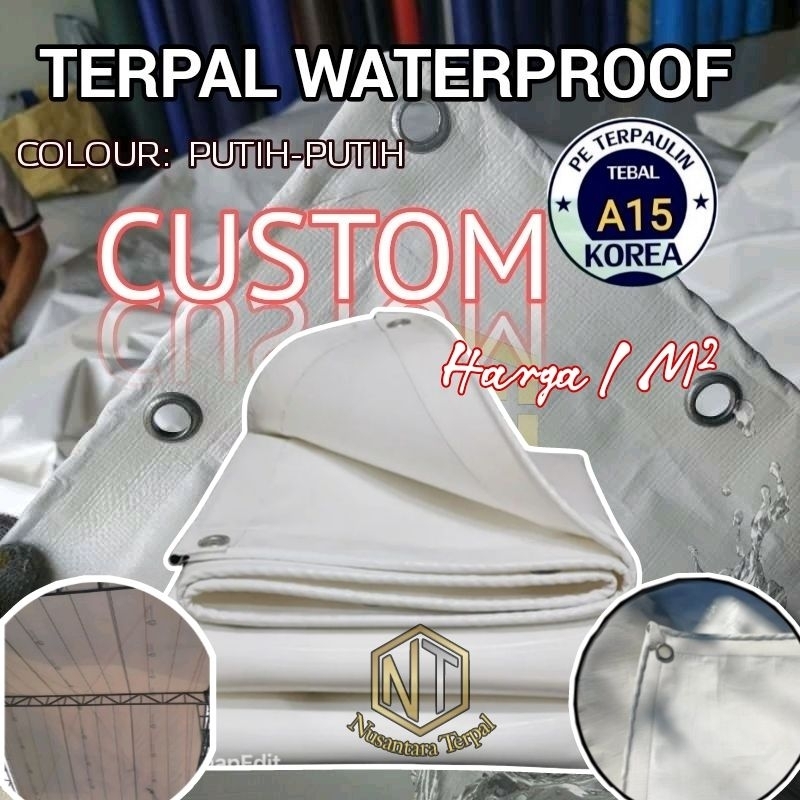 Jual Terpal waterproof DIAMONDS A15 putih white tebal kuat bisa custom ...