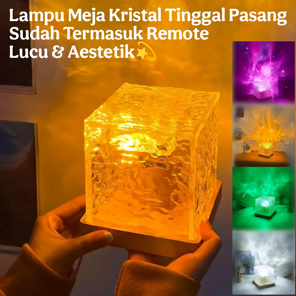 Jual lampu proyektor aurora glow lamp kotak / lampu tidur RGB remot ...