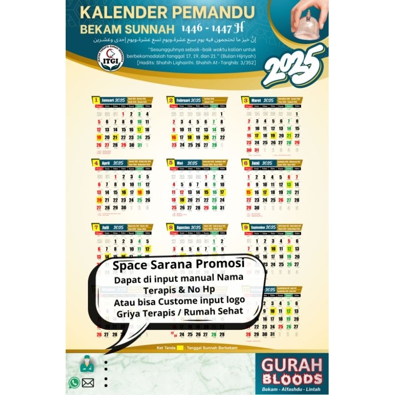 Jual Kalender Pemandu Bekam ITGI 2025 (Sarana Promosi Untuk Terapis ...