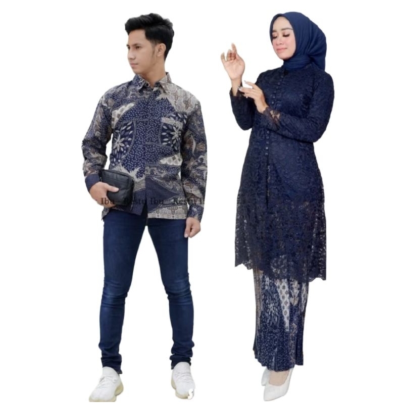 Jual Realpict Set Kebaya Tunik Couple Kemeja Batik Pria Lengan Panjang ...