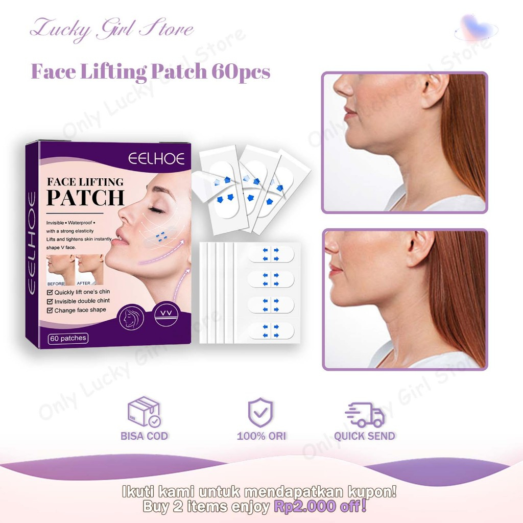 Jual [Beli 2 Gratis 1] EELHOE Face Lifting Patch 60pcs Plester Wajah Anti Kerut V Face Tape Face ...