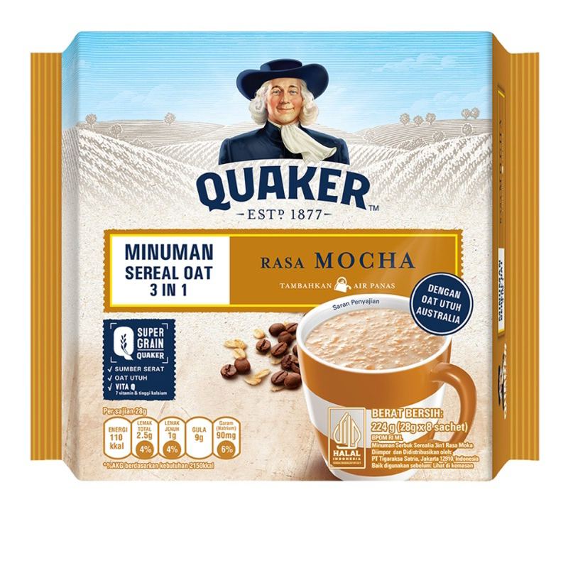 Jual Quaker minuman sereal 3 in 1 ada rasa coklat dan vanila, mocca isi ...
