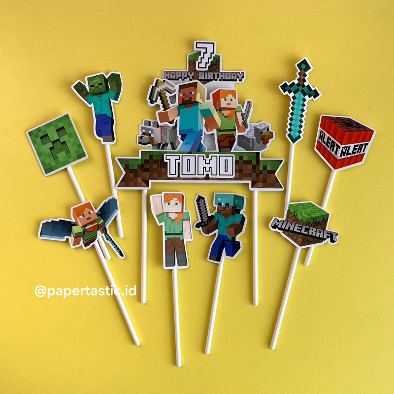 Jual Cake Topper 3D Karakter Minecraft Mine Craft Hiasan Kue Tart ...
