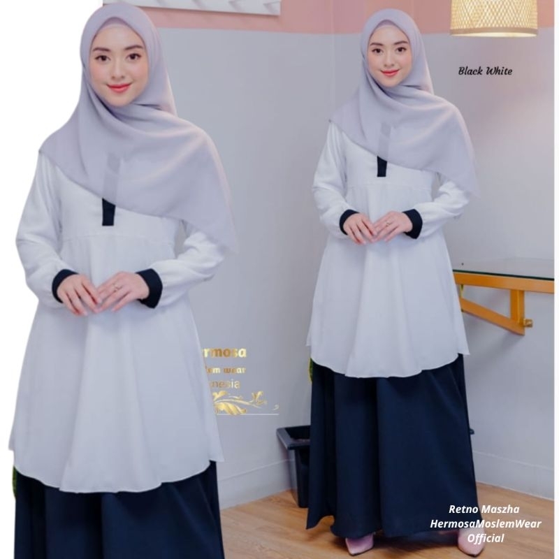 Jual Gamis Original Branded Gamis Gamis Office/Gamis Kantor Hitam putih ...