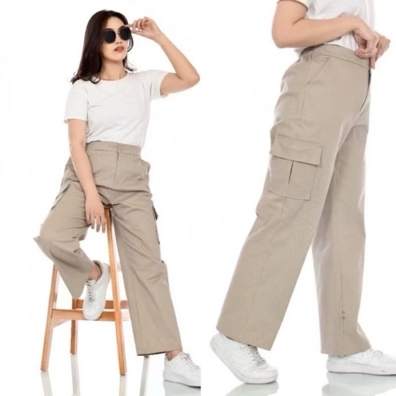 Jual Celana Cargo Wanita Highwaist Premium Bahan Lembut Pinggang Belakang Karet Elastis | Shopee ...