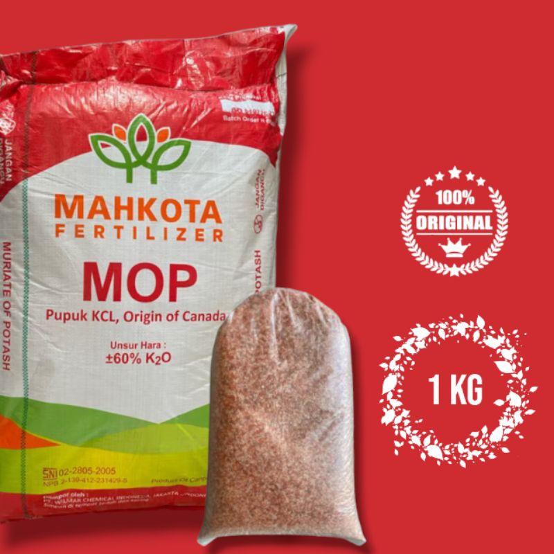 Jual Pupuk KCL MOP Repack Kemasan 1 kilogram Cap Mahkota Original ...