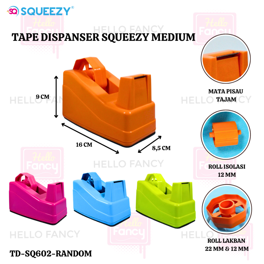 Jual Tape Dispenser Tape Cutter Squeezy / Pemotong Pita Perekat ...