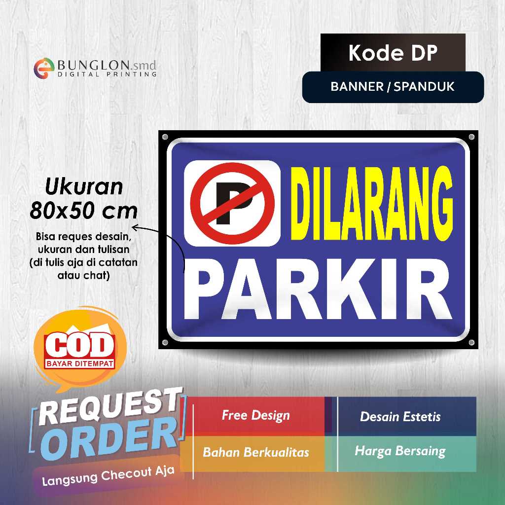 Jual SPANDUK BANNER DLARANG PARKIR KODE DP BIRU | Shopee Indonesia