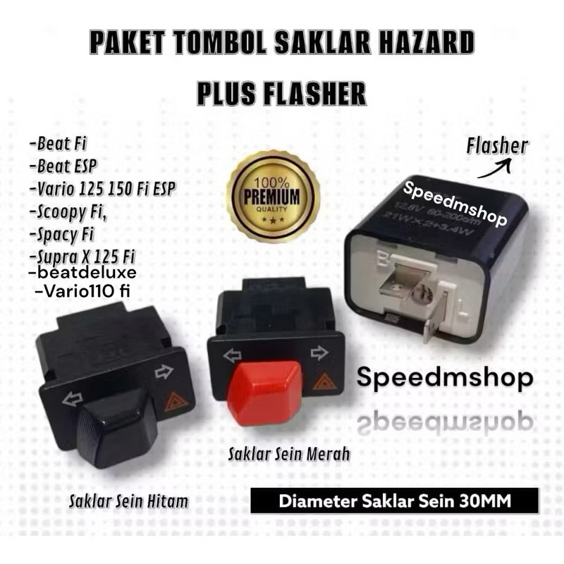 Jual PAKET SAKLAR HAZARD VIETNAM + FLASER SEN CR7 TRAPESIUM 30MM 34MM ...