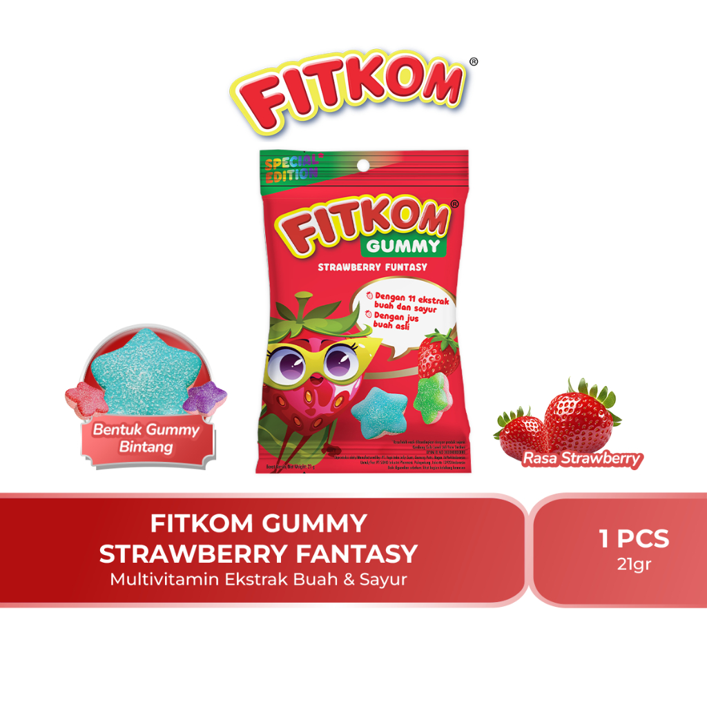 Jual Fitkom Gummy Special Edition Multivitamin Anak Rasa Strawberry 1 ...