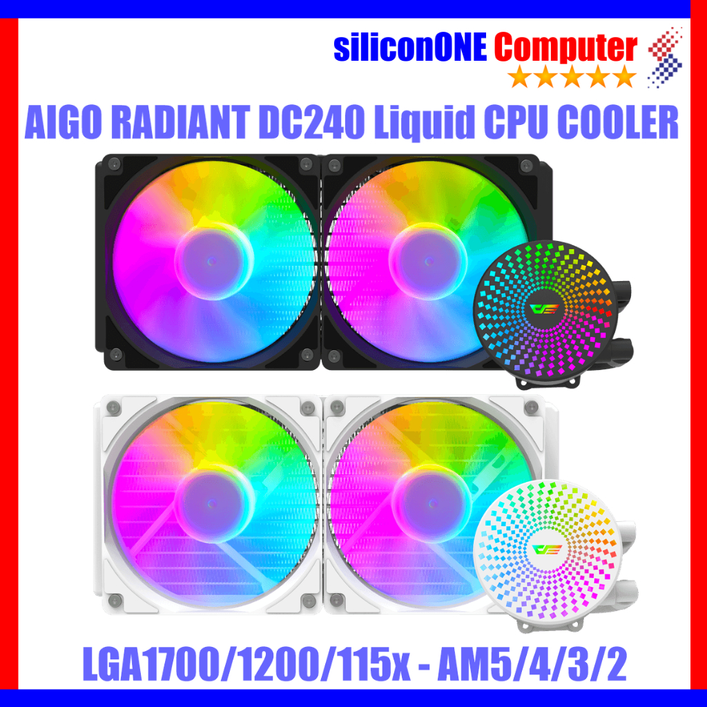 Jual AIGO Radiant DC240 ARGB DC-240 Liquid Cooler Black / White ...