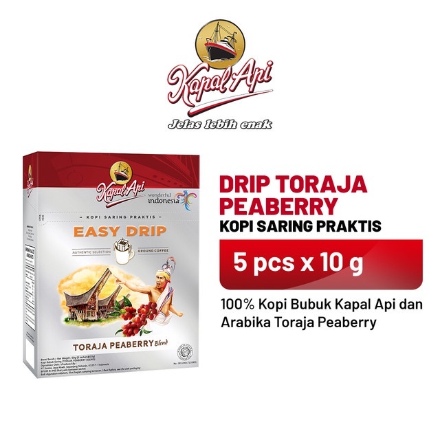 Jual KAPAL API Drip Toraja Peaberry 1 Folding Box (5 x 10 gr) Fruity ...