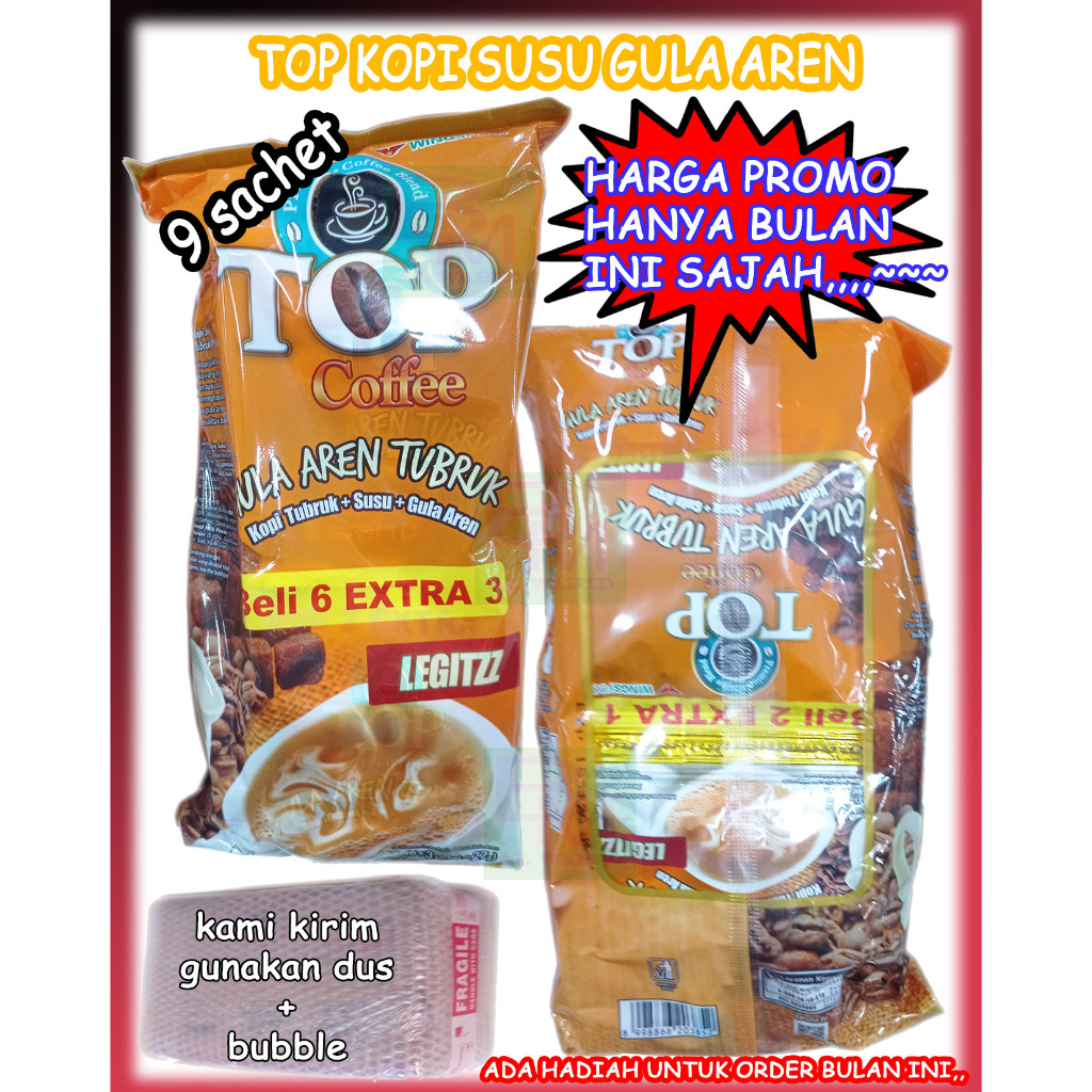 Jual Kopi Top Coffee Gula Aren Tubruk Satu Renceng Isi 9 Sachet ...