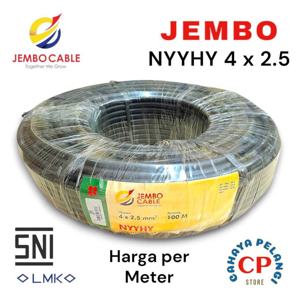 Jual JEMBO Kabel Serabut NYYHY 4x2.5 / 4x2,5 mm Hitam SNI LMK - per Meter | Shopee Indonesia