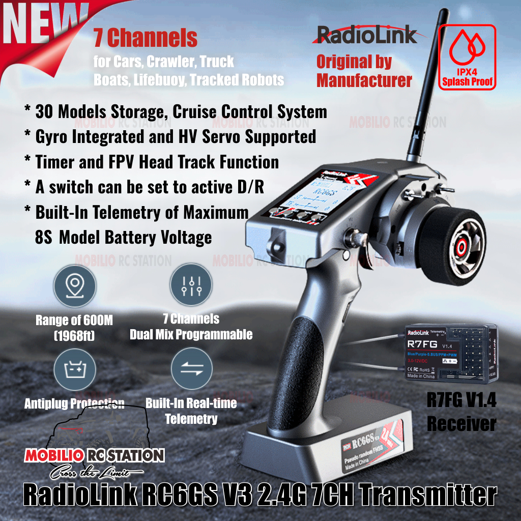 Jual Radiolink RC6GS V3 7 Channels RC Transmitter and Receiver R7FG ...