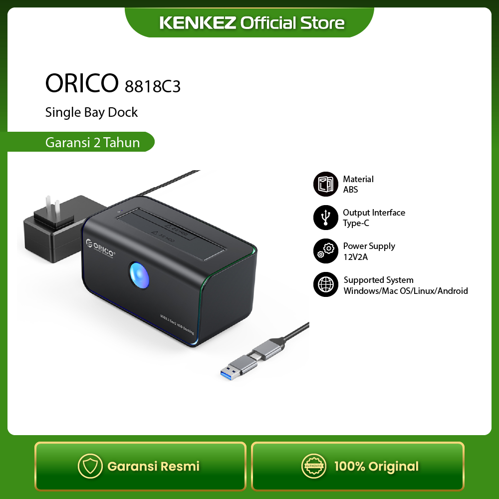 Jual ORICO 8818C3 Docking SSD HDD Single Bay Dock Slot 3.5 inch 2.5 ...