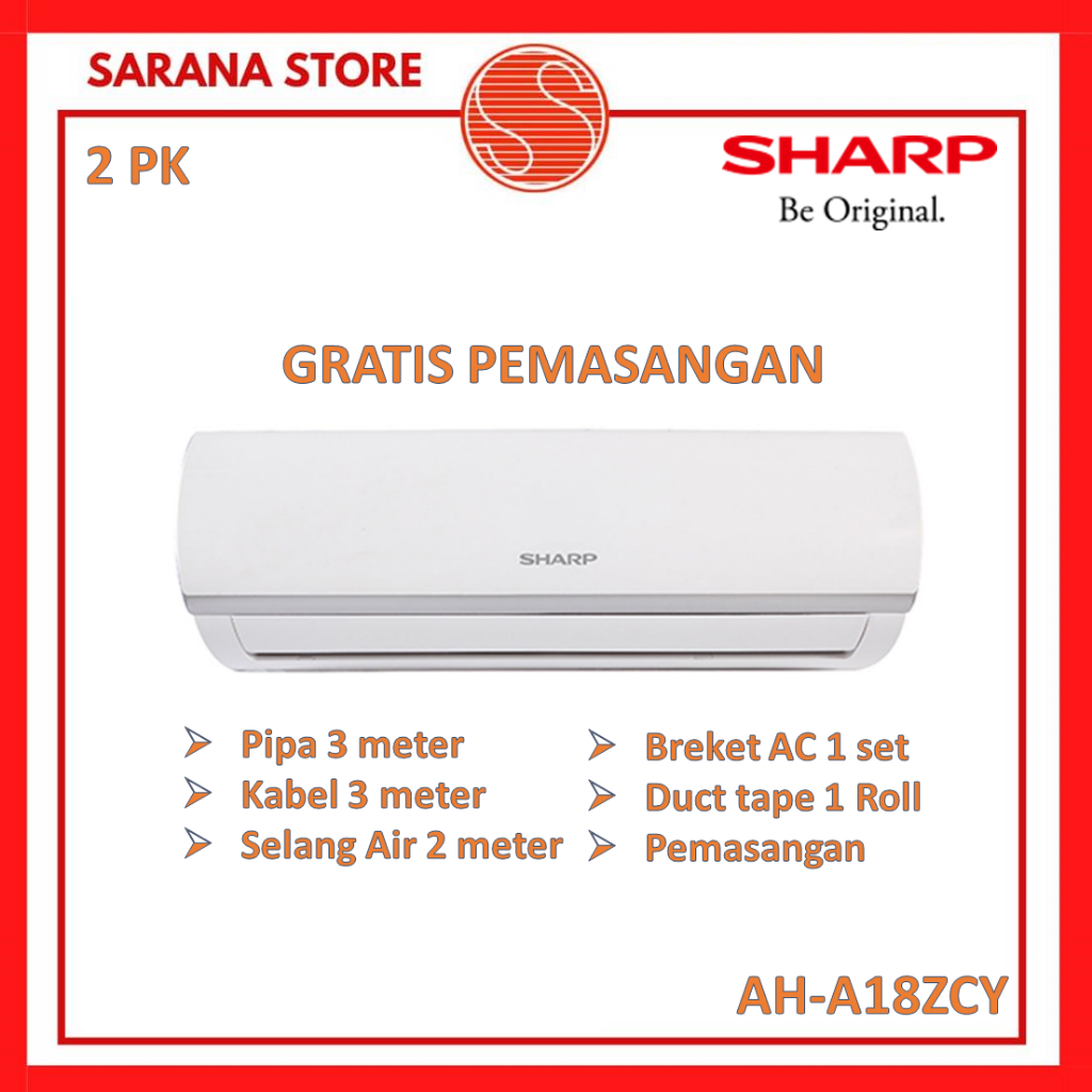 Jual SHARP AC 2 PK Split Standard AH-A18ZCY 18ZCY R32 Low Volt Sistem | Shopee Indonesia