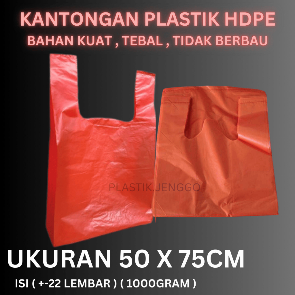 Jual KANTONG PLASTIK KRESEK MERAH BESAR 1KG UKURAN 50X75CM TEBAL ...