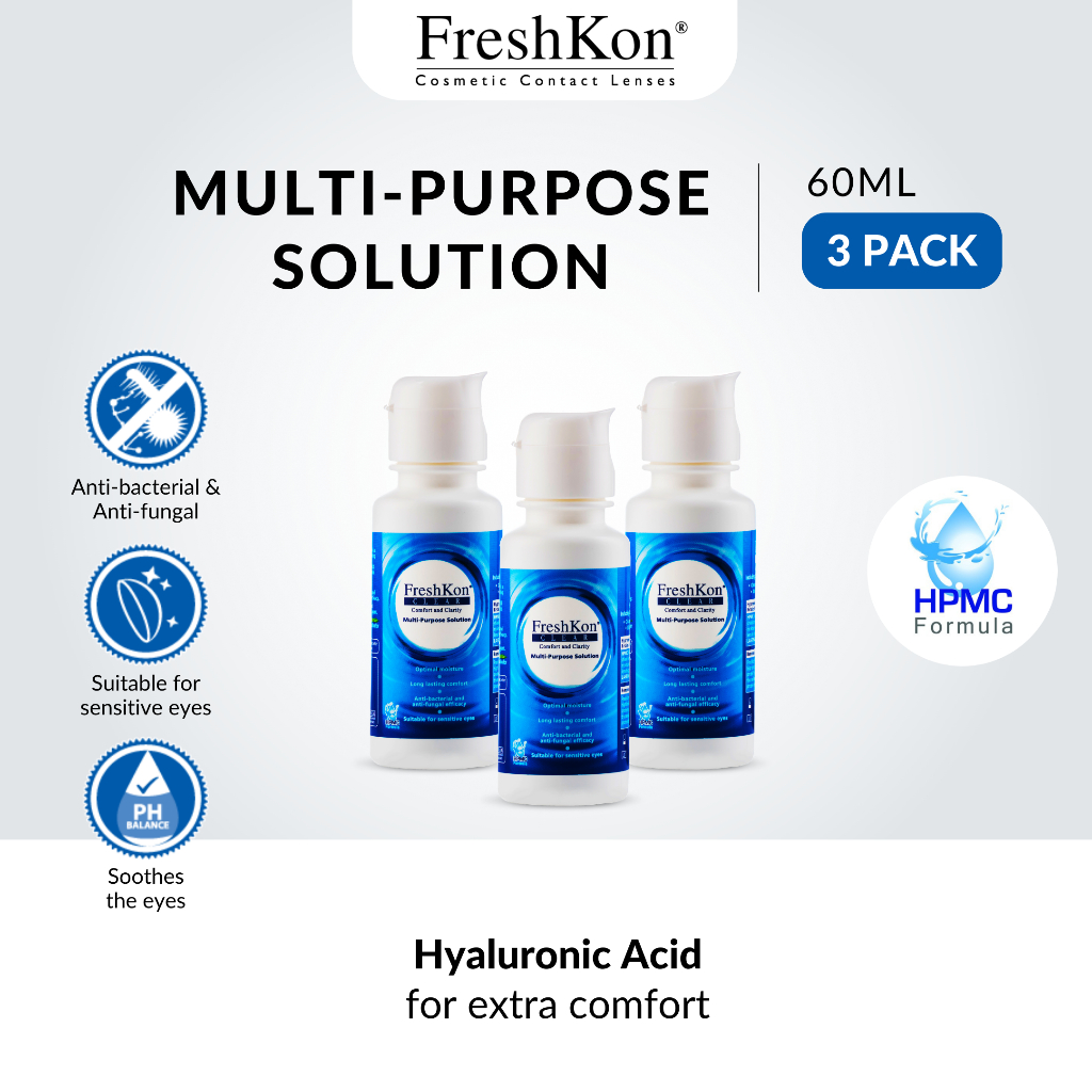 Jual FreshKon® Clear Multi Purpose Solution 60ml - 3 Botol (Cairan Softlens) | Shopee Indonesia