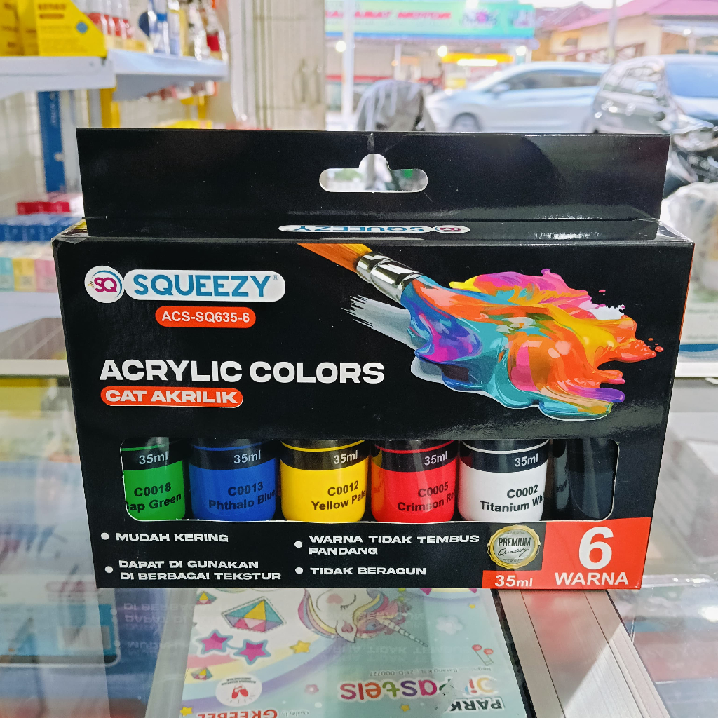 Jual SQUEEZY CAT ACRYLIC COLORS SET 35ML 6 WARNA AKRILIK PAINT HIJAU ...