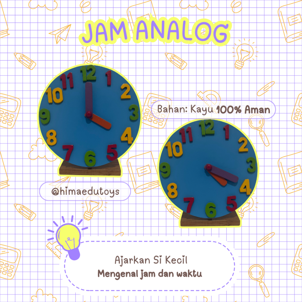 Jual Mainan Edukasi Anak - Jam Analog Kayu Bongkar Pasang - Wooden ...