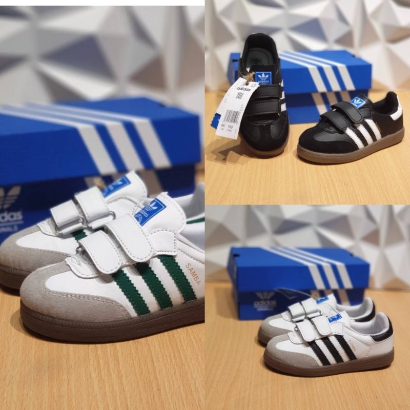 Jual SEPATU BAYI ANAK MODEL PEREKAT ADDS SAMBA HIJAU HITAM PUTIH ...