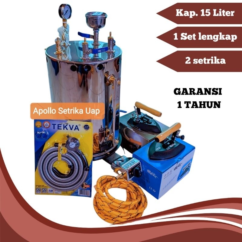 Jual Setrika Uap Boiler Laundry Konveksi 15 liter bisa 1 atau 2 setrika ...