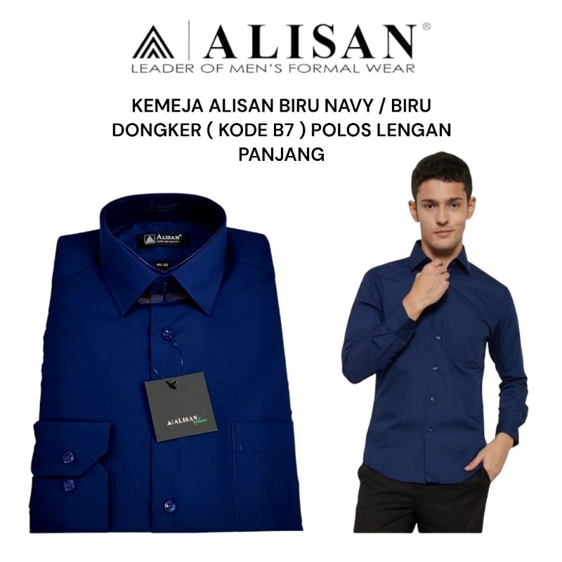 Jual Kemeja Alisan Biru Dongker / Biru Nevi /B7/Biru Navy Polos Lengan ...