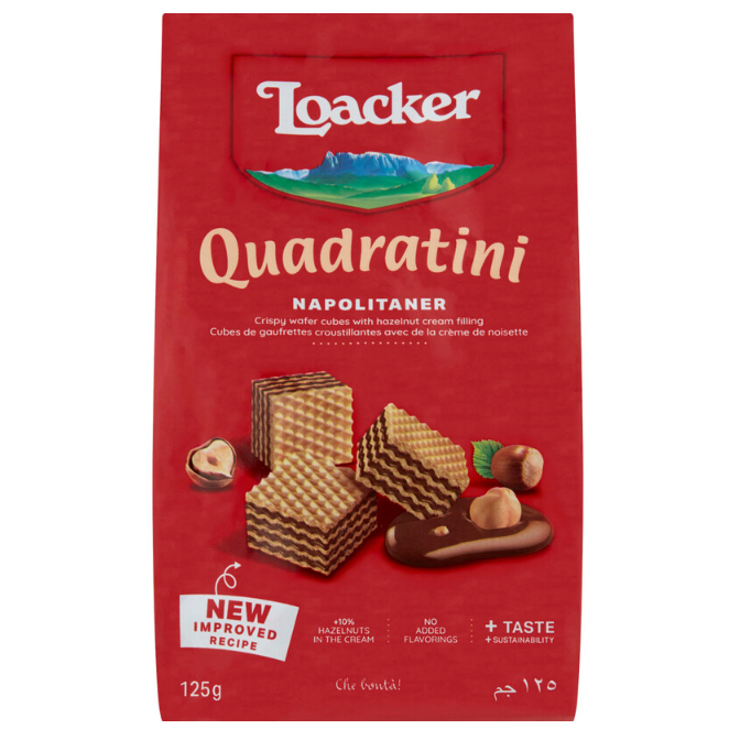 Jual Loacker Quadratini Bite Size Hazelnut Wafers | 125g | Shopee Indonesia