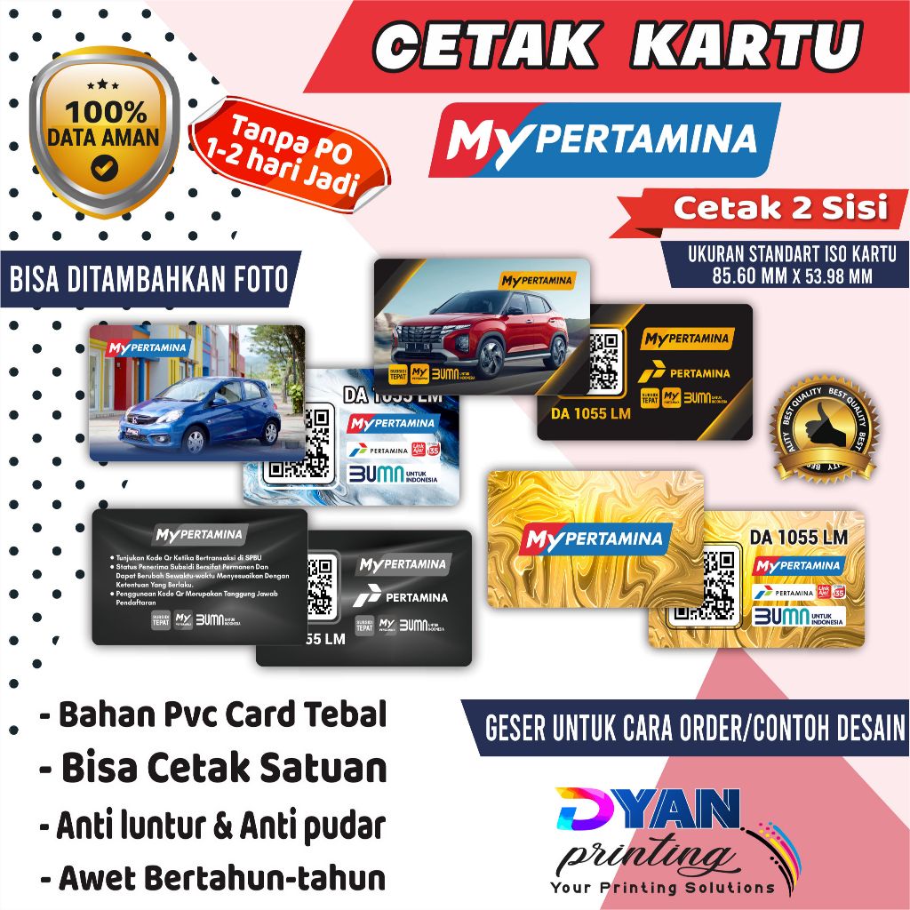 Jual CETAK KARTU MY PERTAMINA / BARCODE MY PERTAMINA CUSTOM, BAHAN PVC CARD TEBAL ANTI LUNTUR ...