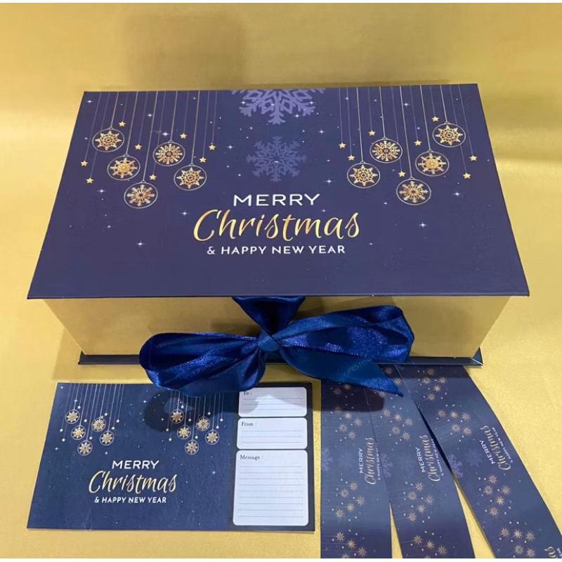 Jual Box parcel natal/ box kue kering toples/ hardbox christmas hampers untuk isi 3 toples 350gr ...