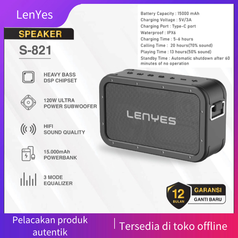Jual LENYES S821 120W ROYAL BASS Speaker Wireless Bluetooth 5.0 DSP Super Power Subwoofer TWS ...