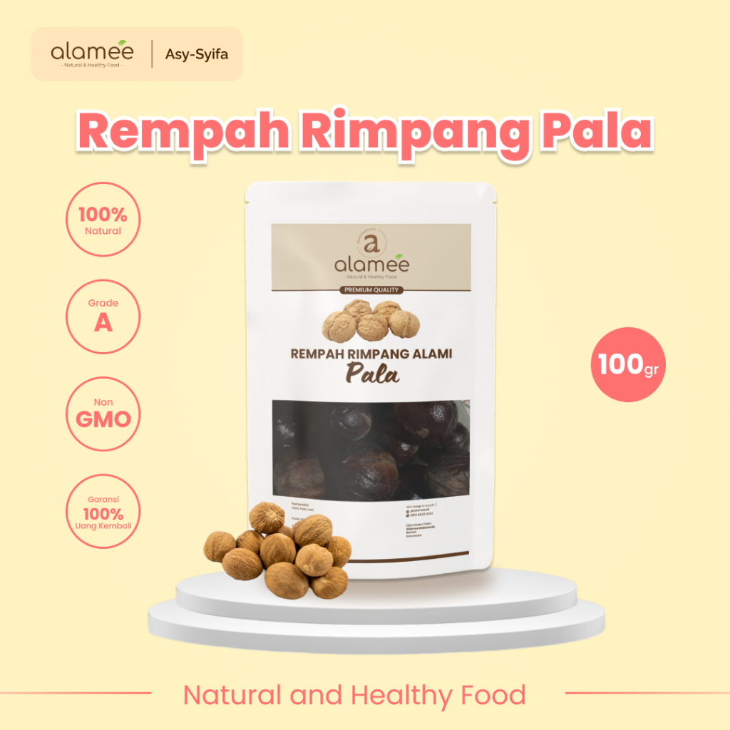 Jual ALAMEE Biji Pala Utuh Rempah Kering Nutmeg Whole Rimpang Organik ...