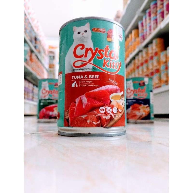 Jual CRYSTAL KITTY TUNA&BEEF KALENG 400GR / MAKANAN KUCING BASAH KALENG ...