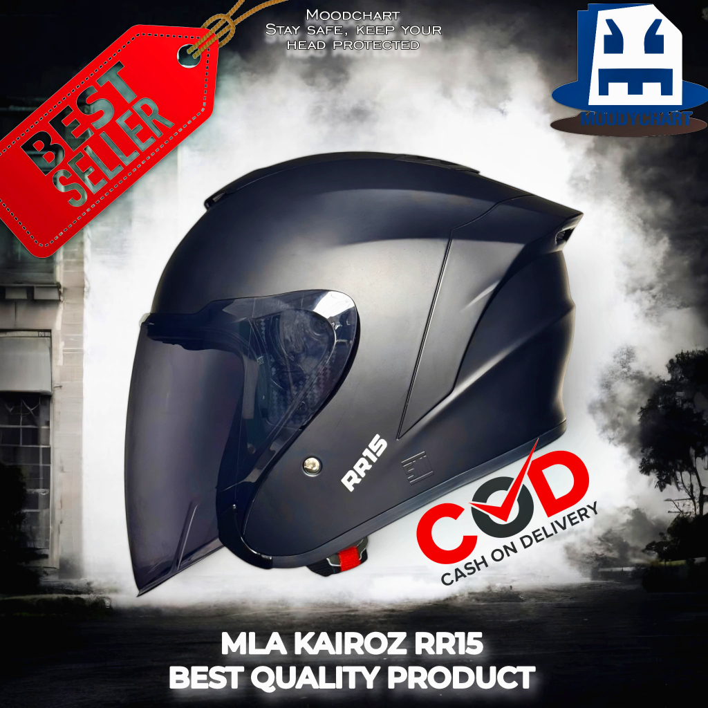 Jual MLA KAIROZ RR15 / Black Doff Kaca Visor Hitam / Helm Half Face ...