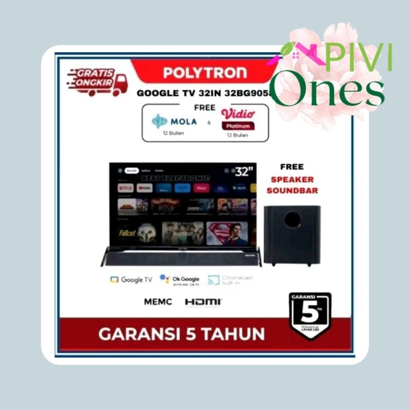 Jual POLYTRON 32BG9058 TV LED 32 INCH ANDROID GOOGLE TV SOUNDBAR GARANSI RESMI ORIGINAL | Shopee ...