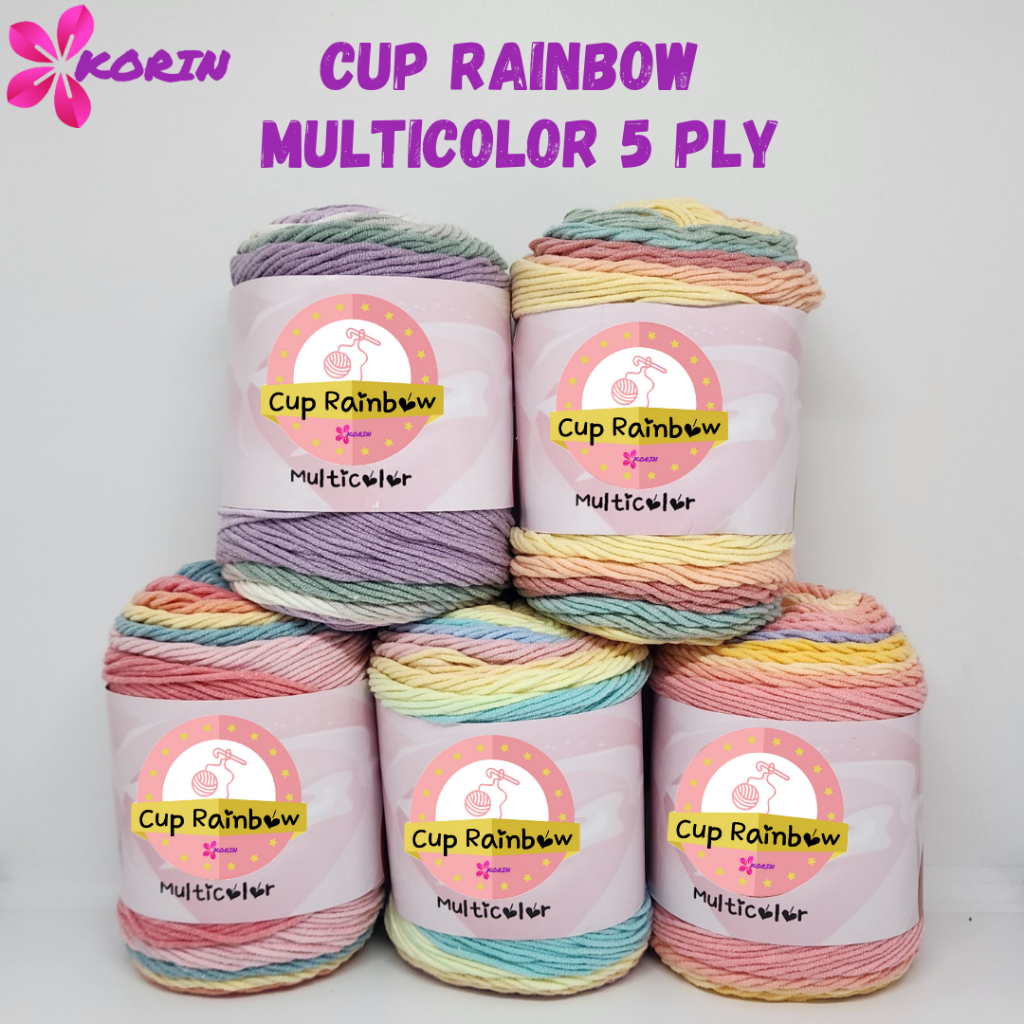 Jual Benang Rajut Cup Rainbow Multicolor/ Milk Cotton Yarn 5ply Rainbow ...