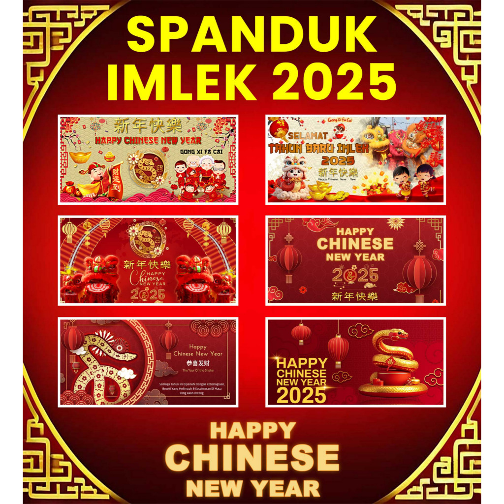 Jual Spanduk Imlek 2025 Banner Imlek Tahun Baru Cina 2025 Gong Xi Fa ...