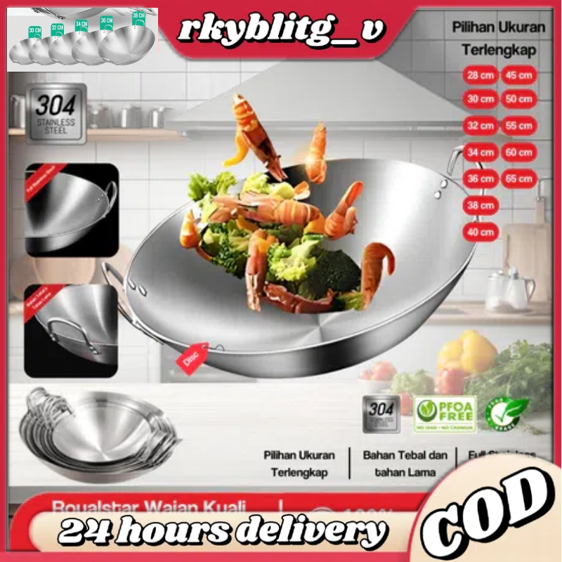 Jual Wajan wajan stainless steel Penggorengan Stainless Steel Tebal Full Stainless Steel ukuran ...