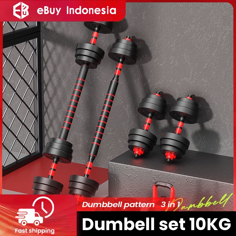 Jual Dumbbell Barbel set peralatan fitness 10 kg bisa disambung Tiang Angkat EBUY OT303 | Shopee ...
