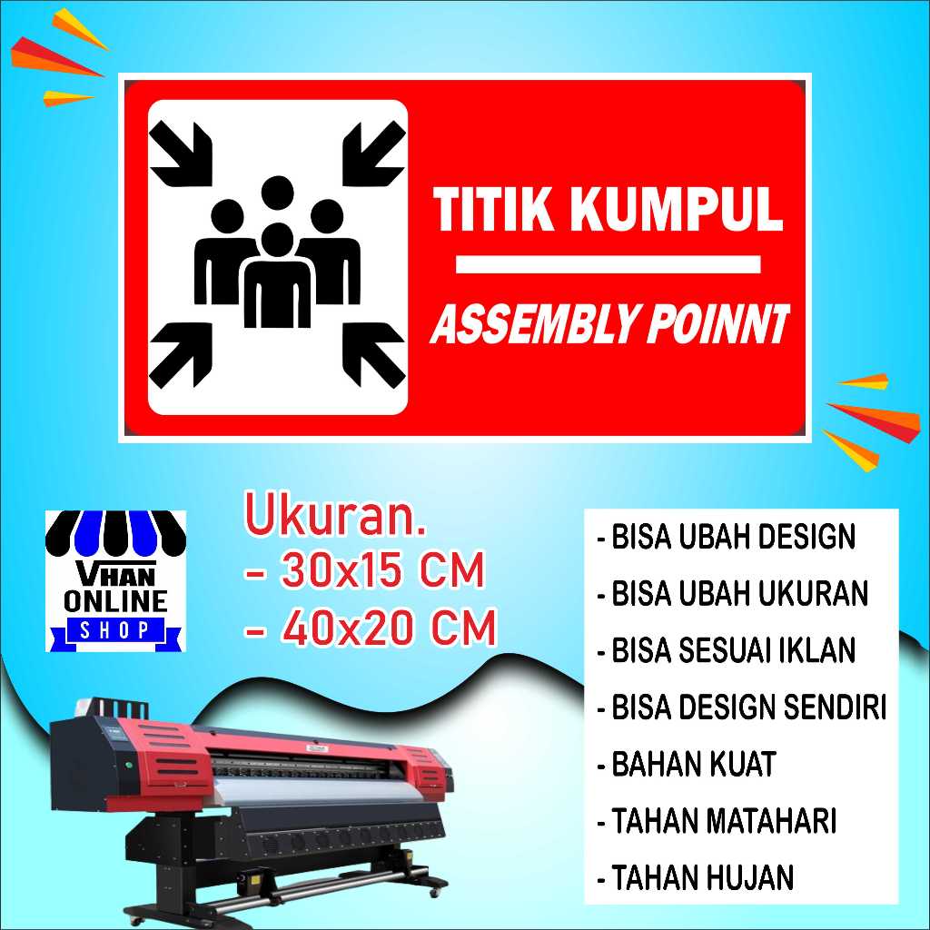 Jual Cetak Sticker Tulisan Titik Kumpul Design Keren Bahan Cerah Merah ...