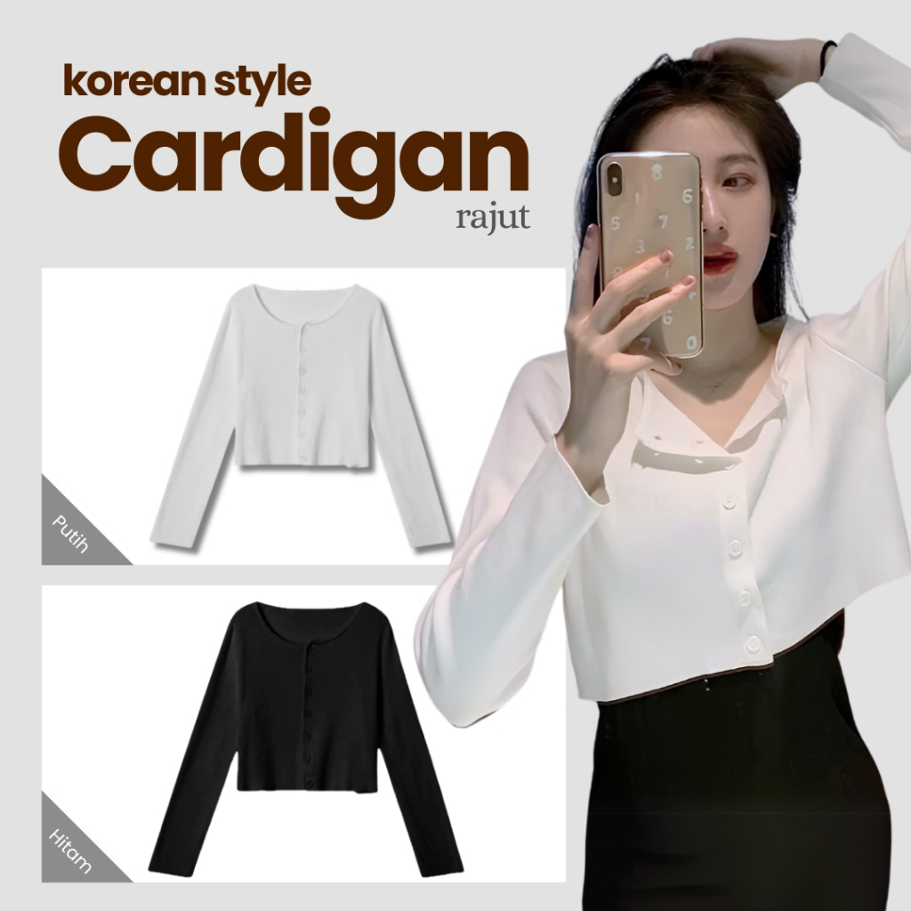 Jual Premium Korean style cardigan wanita cardigan rajut halus import lembut pakaian wanita ...