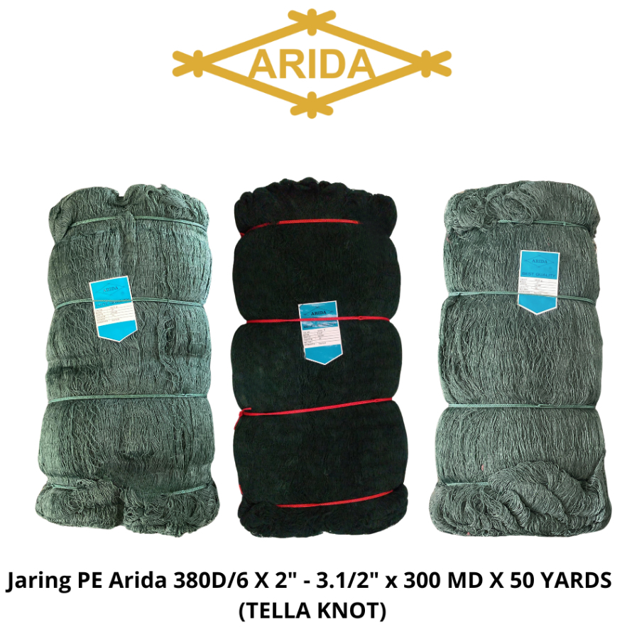 Jual Jaring PE Arida 380D/6 X 2" - 3.1/2" x 300 MD X 50 YARDS (tella ...
