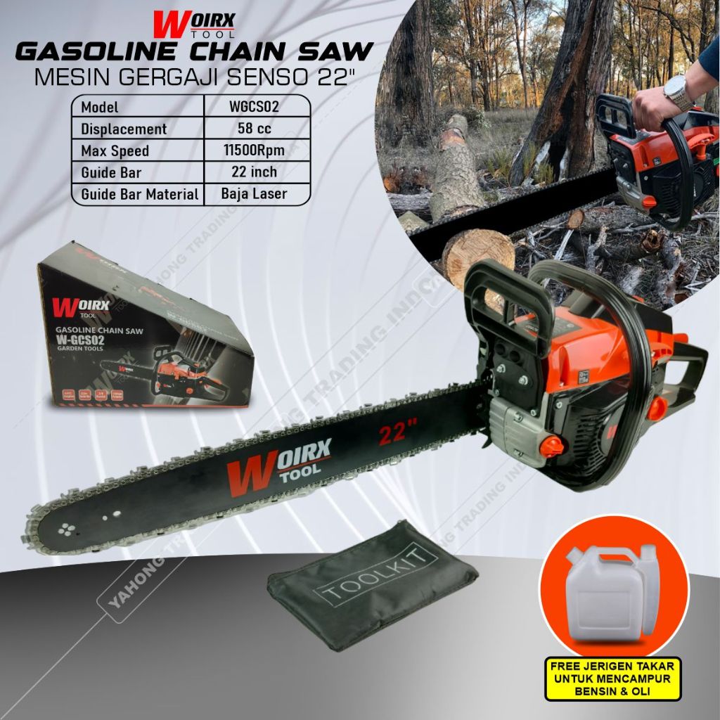 Jual Mesin Potong Kayu 58CC Mesin Gergaji Sinso Senso Chainsaw 2 Tak 22inch WOIRX TOOL | Shopee ...
