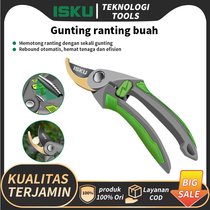 Jual ISKU Gunting Dahan 8 Inch Dan Tanaman Ranting Batang Buah Bunga Pruning Shears Alat Potong ...