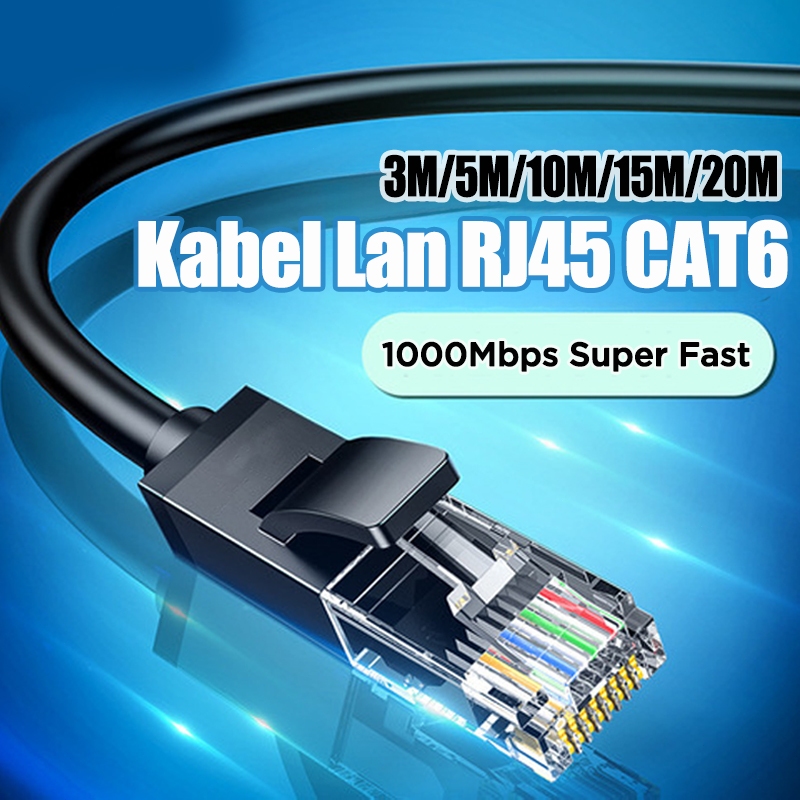 Jual Kabel Lan CAT6 3M/5M/10M/15M/20M RJ45 1000Mbps Gigabit Ethernet ...
