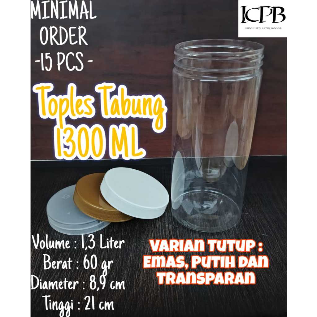 Jual Toples Tabung 1.3 Liter / Toples Jar Plastik / Toples Snack Kue ...