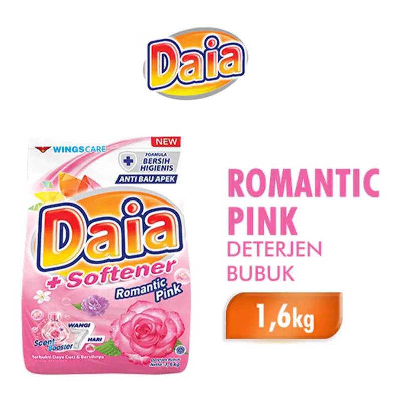 Jual Daia Detergent Bubuk Romantic Pink 1.6Kg sabun cuci baju | Shopee Indonesia